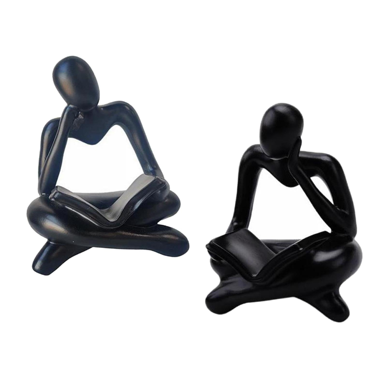 Modern Abstract Thinker Statue Desktop Ornament Human Figurine 2x Black ...