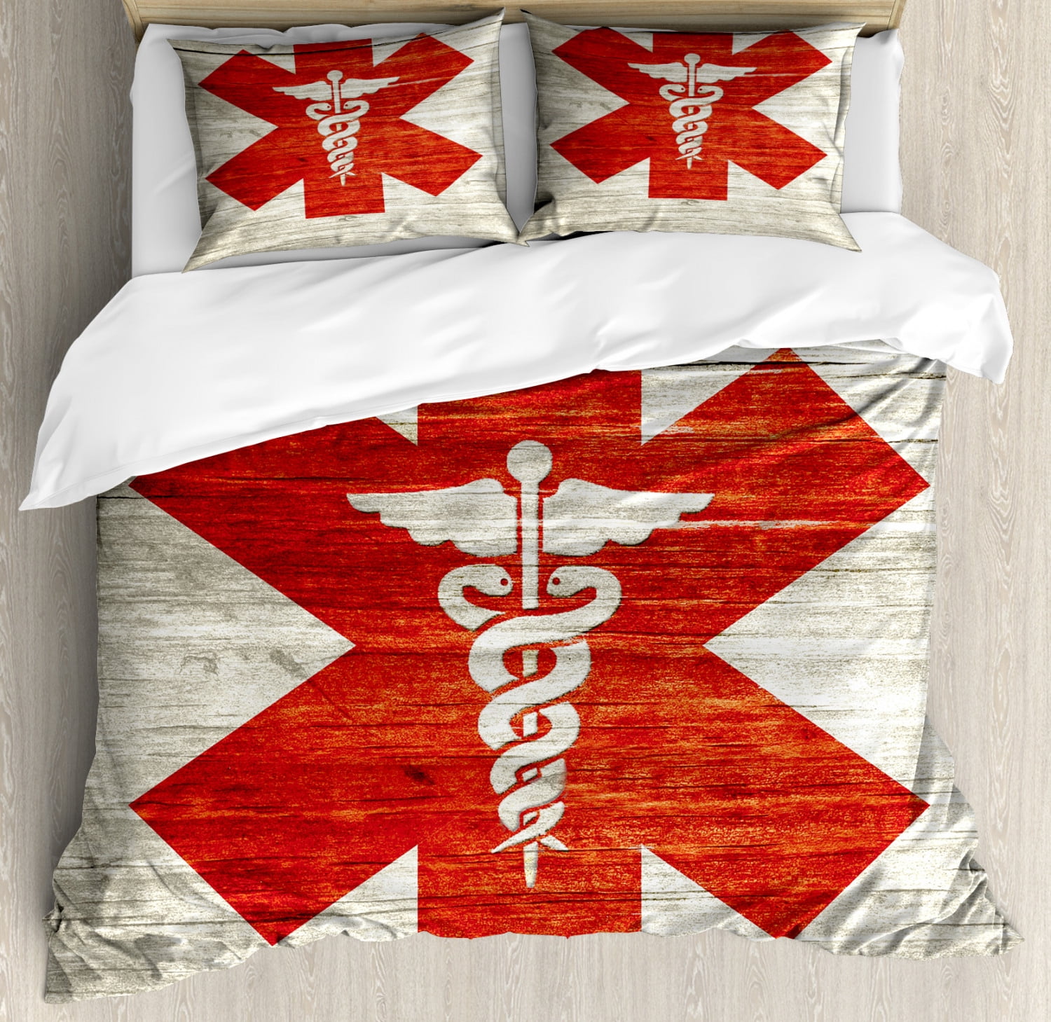 Rustic Duvet Cover Set Queen Size, Vintage Style Background with a ...