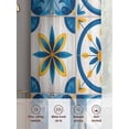 Blue Flowers Sheer Curtains for Living Room Bedroom Vintage Geometric ...
