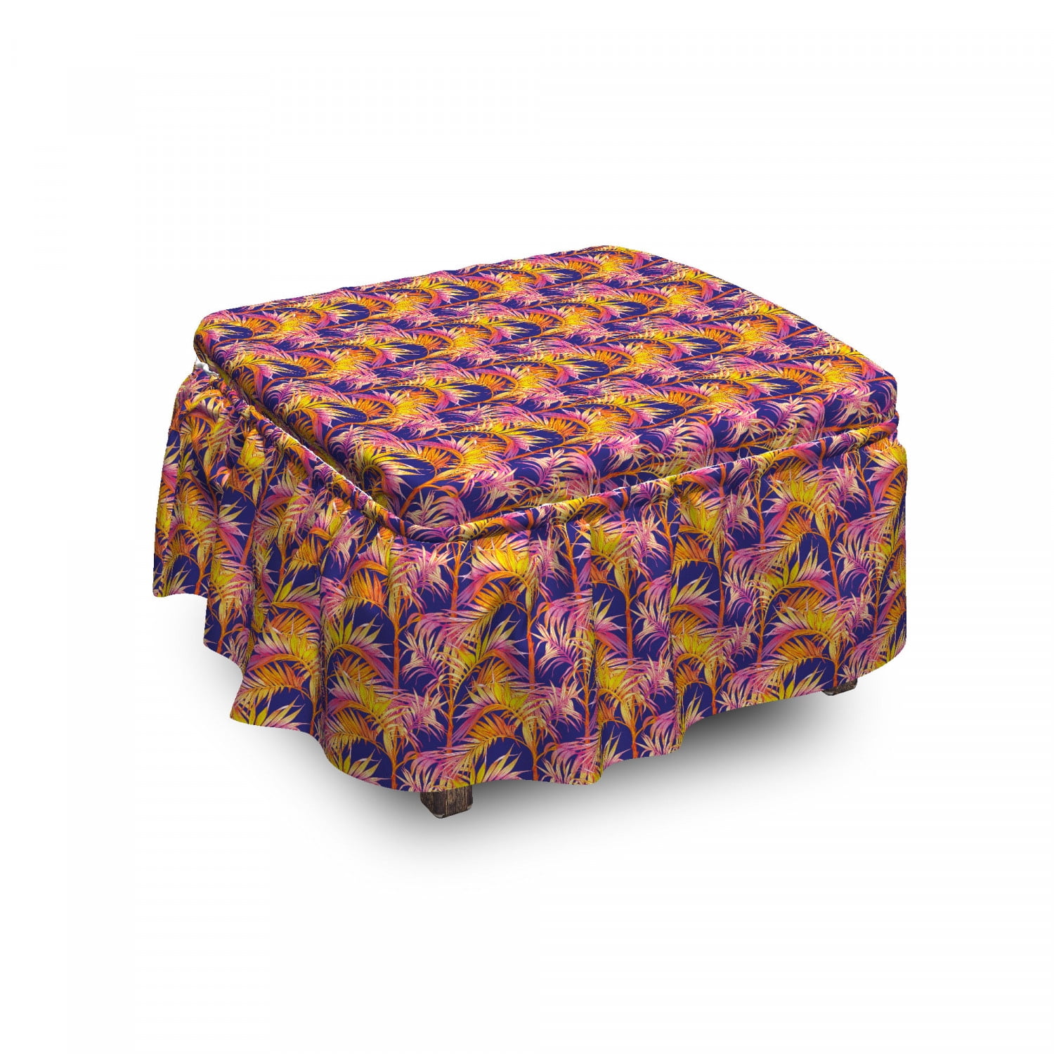 Tropical Ottoman Cover, Exotic Botanical Aloha Art, 2 Piece Slipcover ...