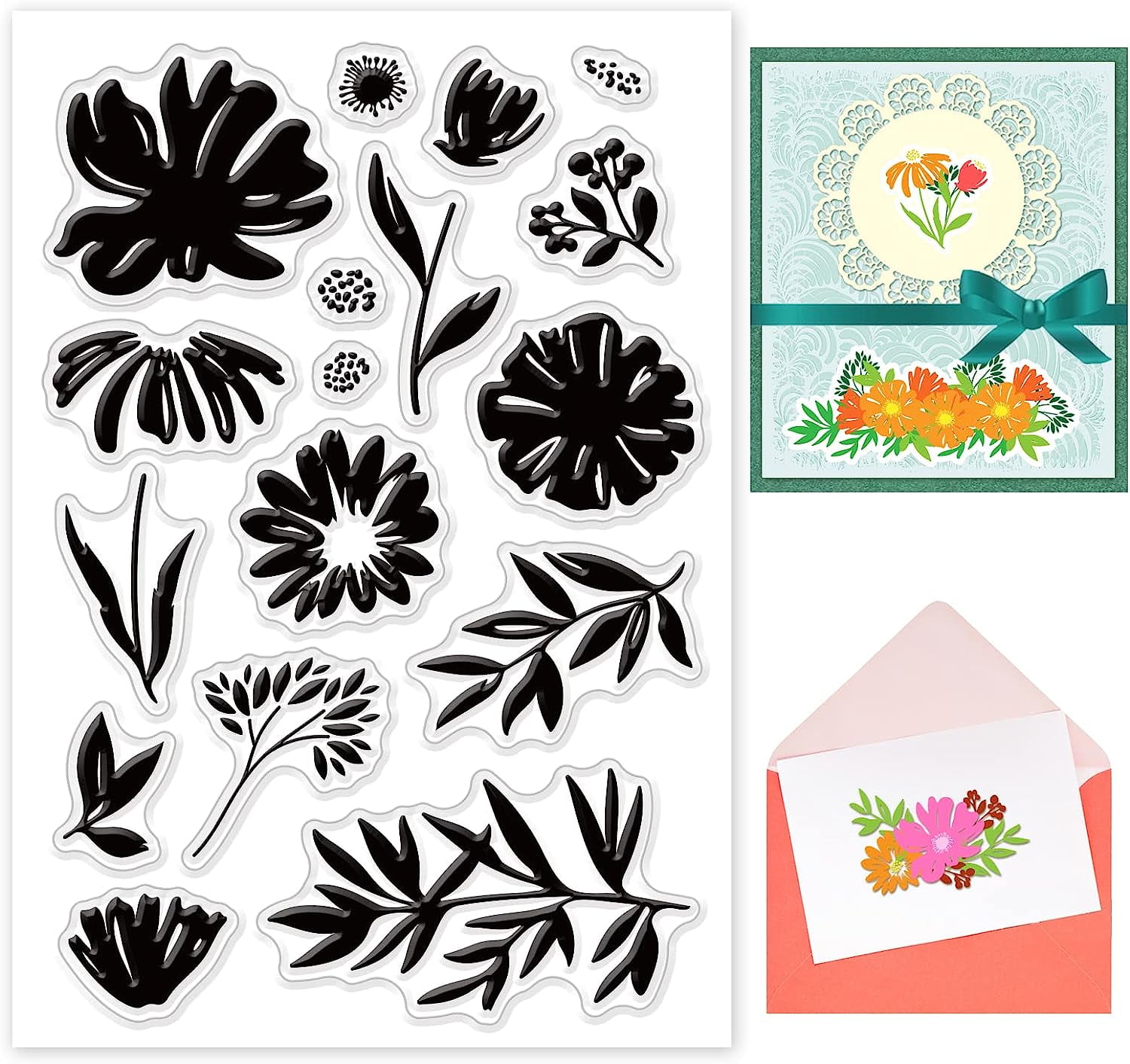 Flower Themed Transparent Rubber Stamps Daisy Pattern Cartoon Clear ...