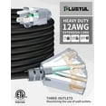 10Ft 12 Gauge Outdoor Extension Cord With 3-Outlets, Heavy Duty 3 Prong ...