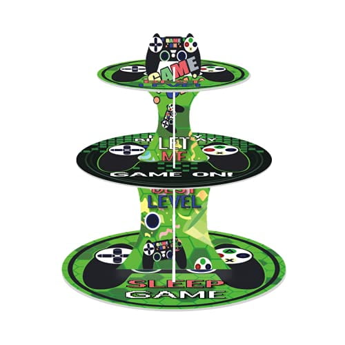 Video Game Party Supplies Cupcake Stand 3 Tier Gamer Cake Stand for ...
