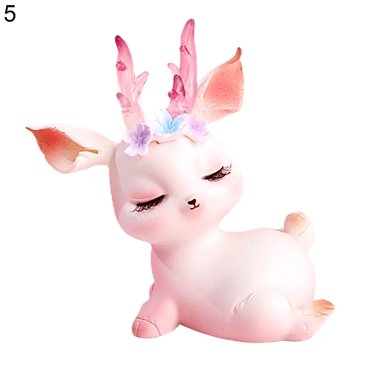 Grandest Birch Hand-painted Deer Figurine Cartoon Resin Interesting 3D ...