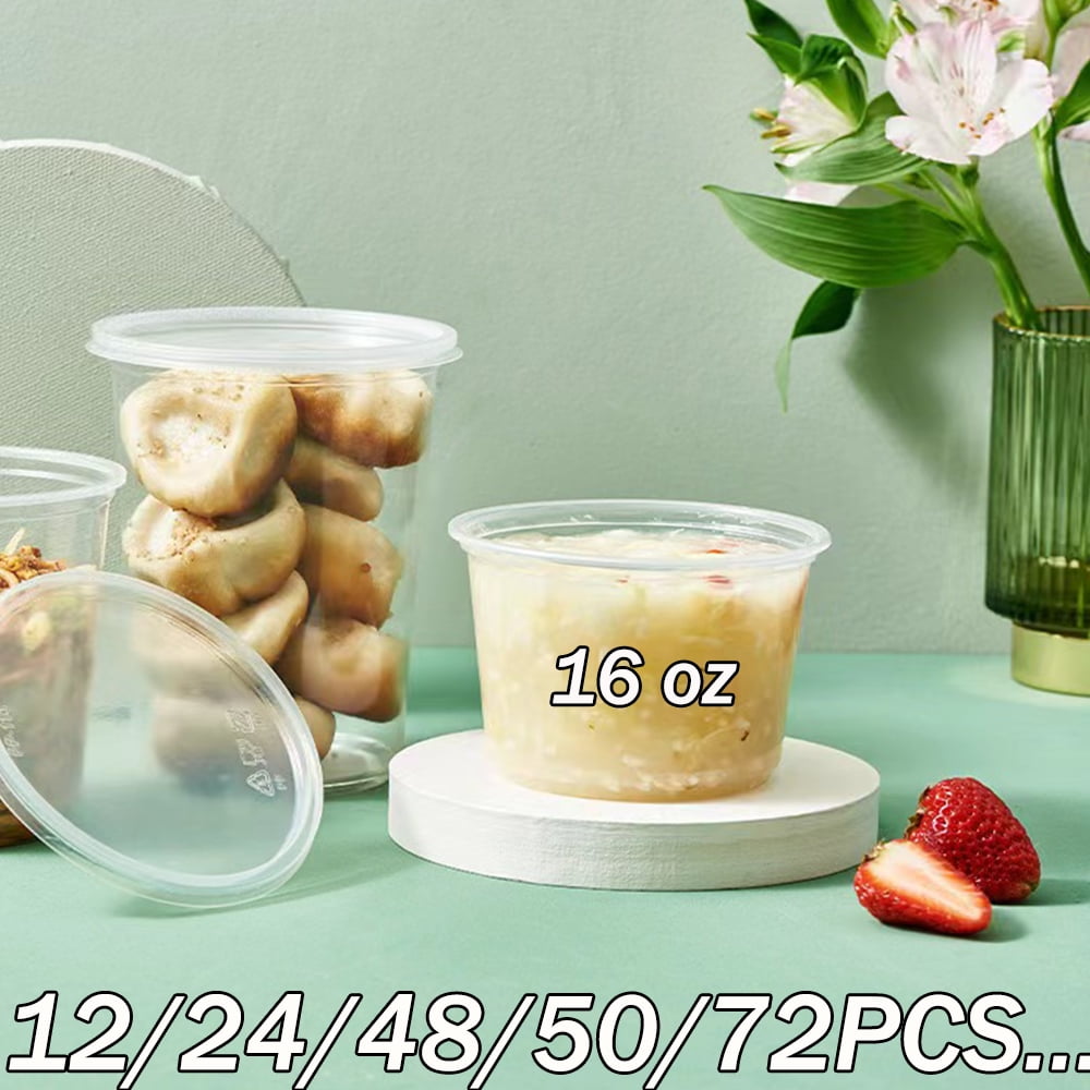 Plastic Deli Food Containers with Lids - 16 Oz Food Storage Containers ...