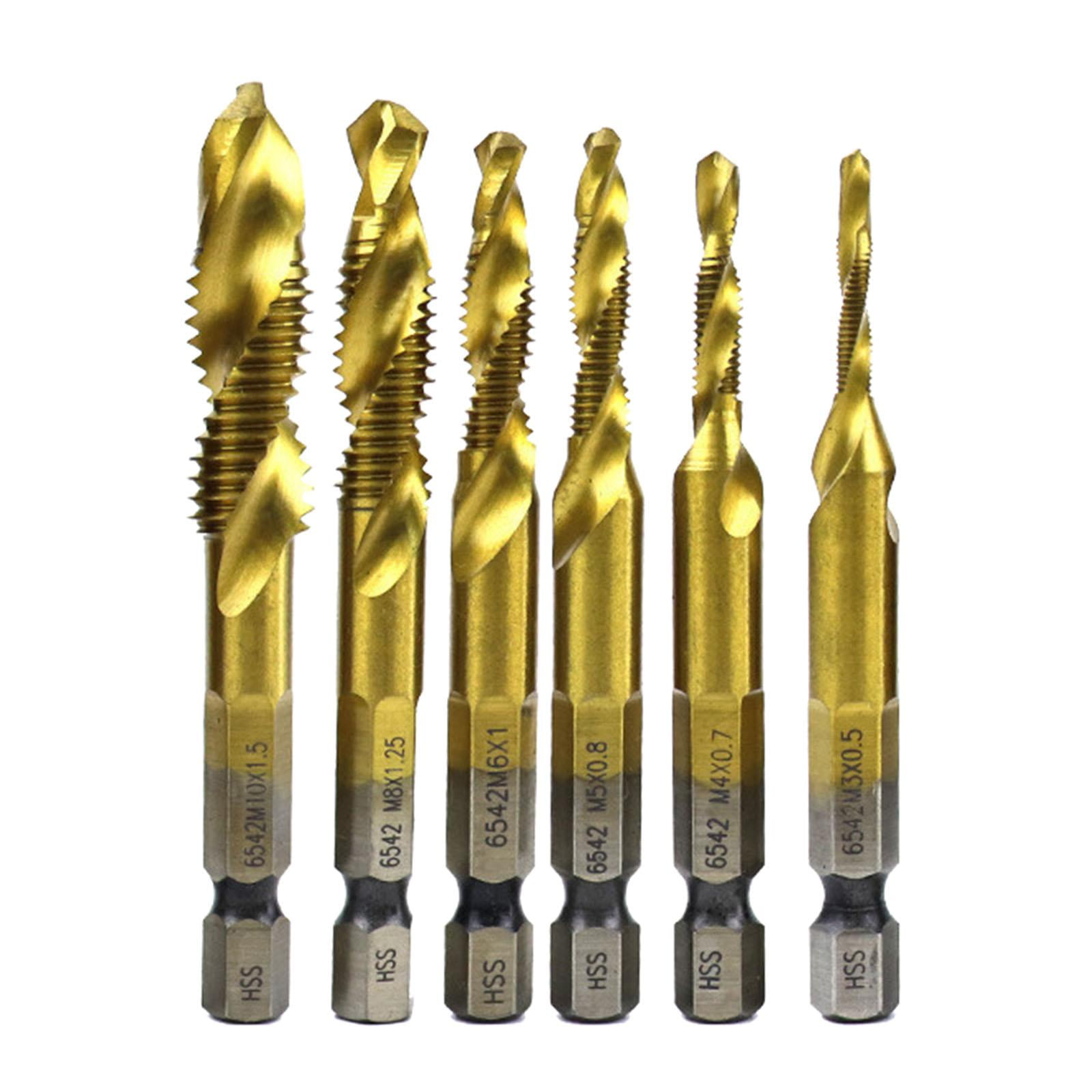 six packs Drill Tap Bits Set HSS Combination Drill & Tap Bit Set Screw ...