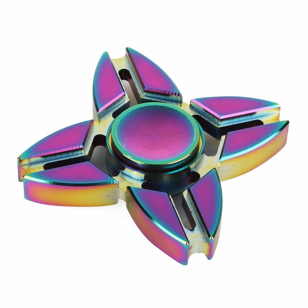 4 Point Rainbow Zinc Alloy Fidget Hand Spinner Tri Spinner 3D EDC Focus ...