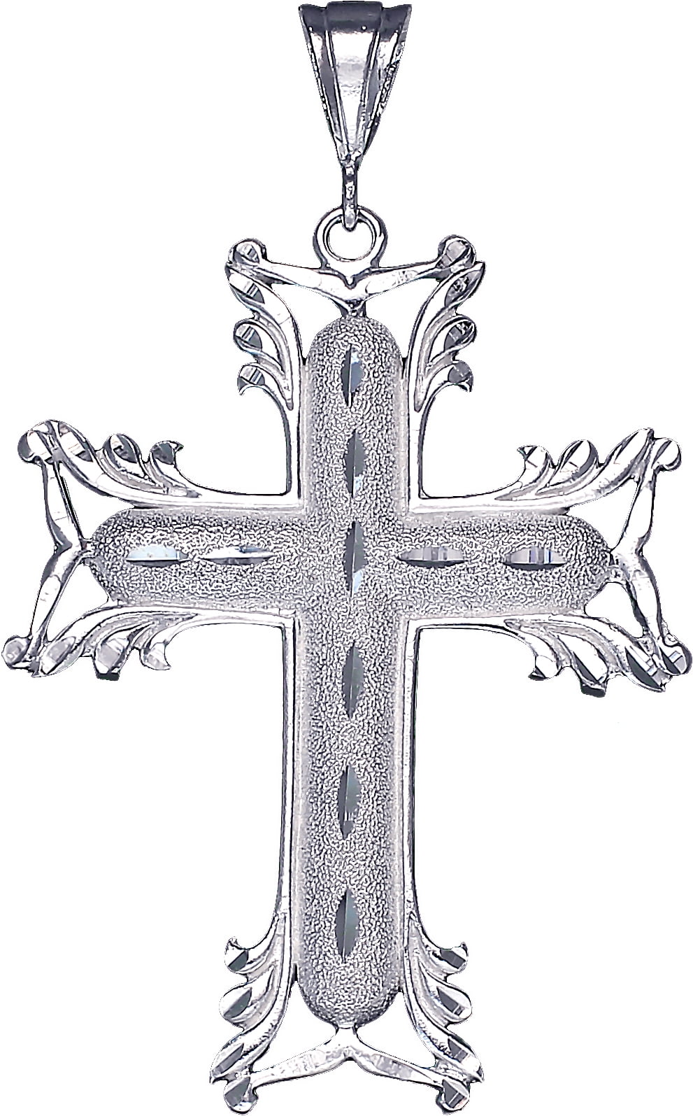 Large Sterling Silver Cross without Jesus Pendant Necklace 3.1 Inches ...