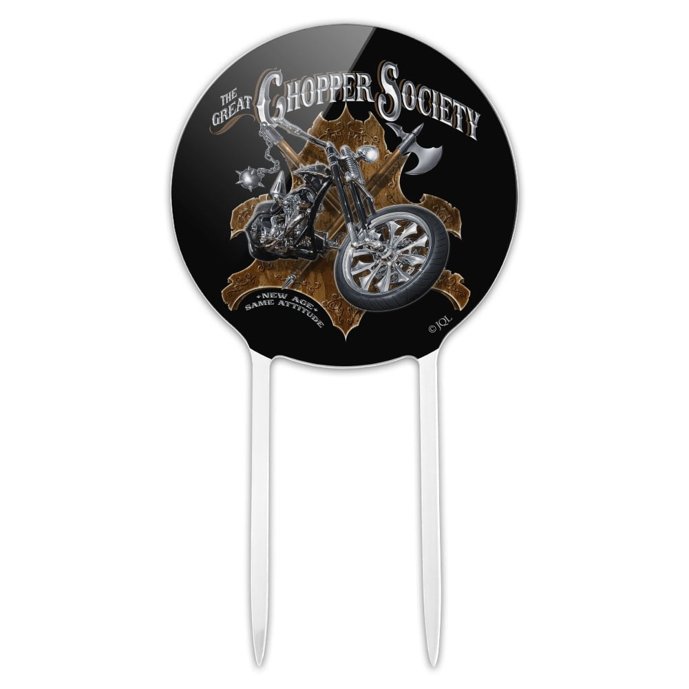 Acrylic Great Chopper Society Axe Mace Biker Motorcycle Cake Topper ...