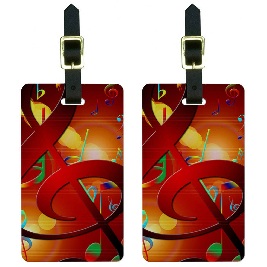 Colorful Rainbow Musical Notes Sheet Music Luggage Tags Suitcase ID ...