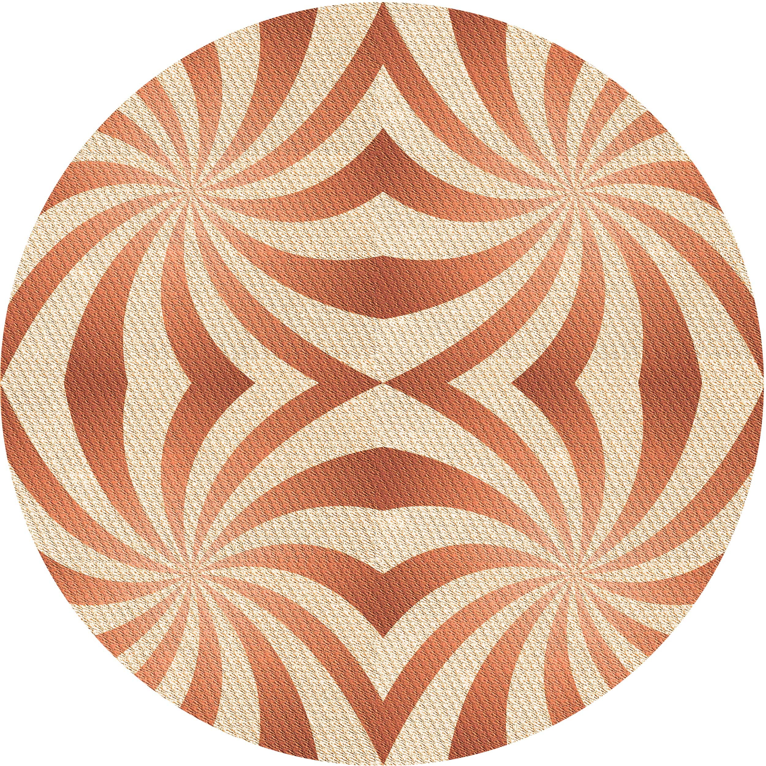 Ahgly Company Indoor Round Patterned Bright Orange Area Rugs, 7' Round ...