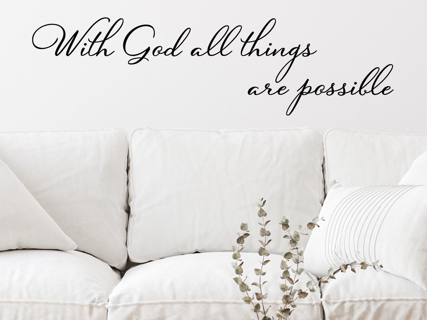 With God All Things Are Possible Cursive | Living Room Wall Decal ...