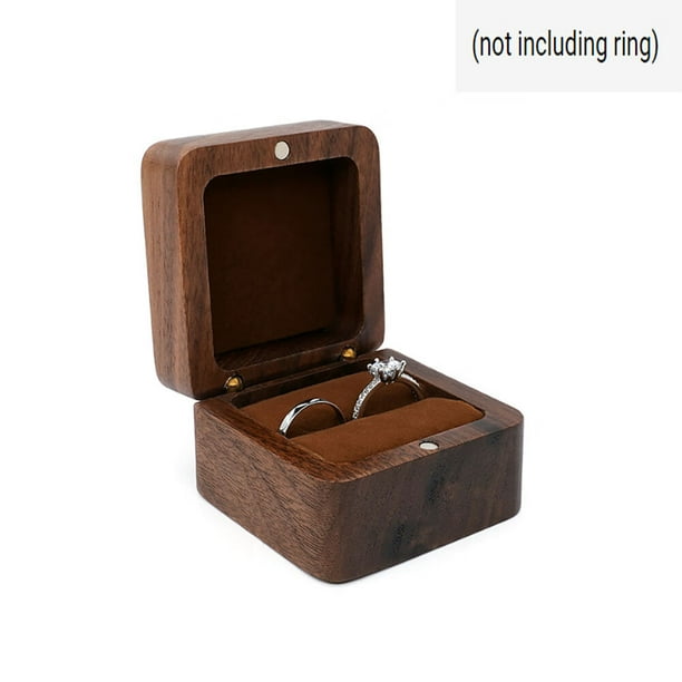SHENMO Personalized One Piece Wooden Ring Box (Brown-Single ...