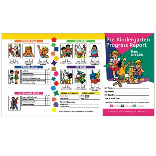 Hayes Publishing Pre-Kindergarten Progress Report (3 year olds), 10 Per ...