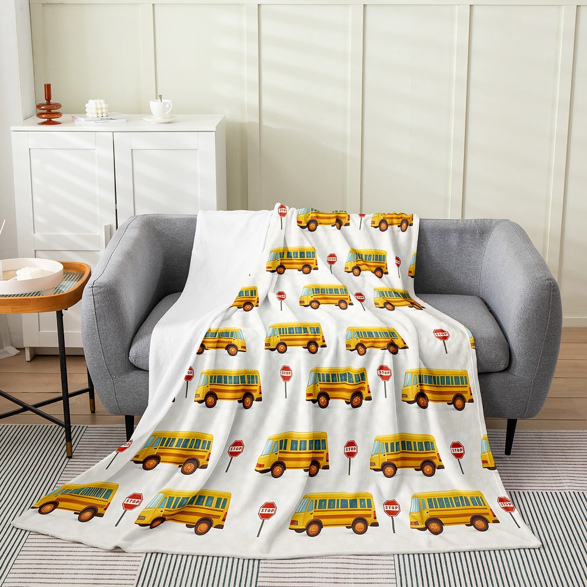 Click here for Yst Cartoon School Bus Blanket Throw 50x60  Bus Ve... prices