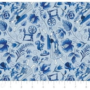 Camelot Fabrics Disney Princess Mulan Bloom with Beauty Blue 100% ...