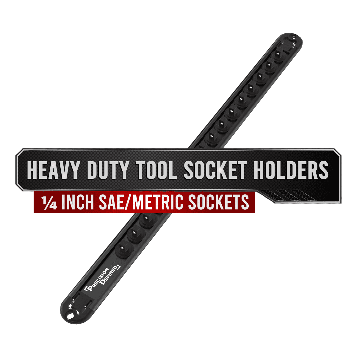 Precision Defined Aluminum Tool Socket Holder Black, 1/4"x 16 Clips ...