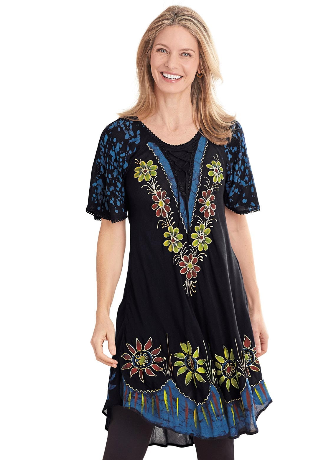 Embroidered A-Line Top - Walmart.com