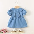 Avrntaa Girls Cute Denim Dress Puff Short Sleeve Dresses A-Line Button ...