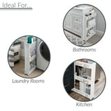 Simplify 3 Tier Slim Slide Out Storage Cart in White for Closets and ...