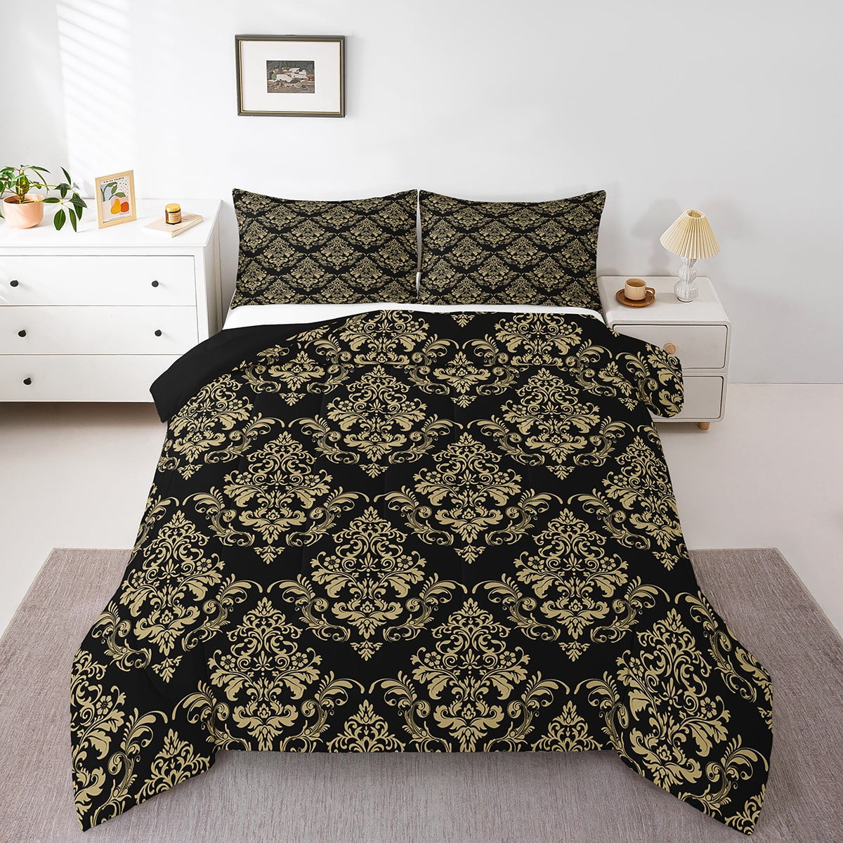 Click here for Erosebridal Golden Damask Comforter Sets Queen Siz... prices