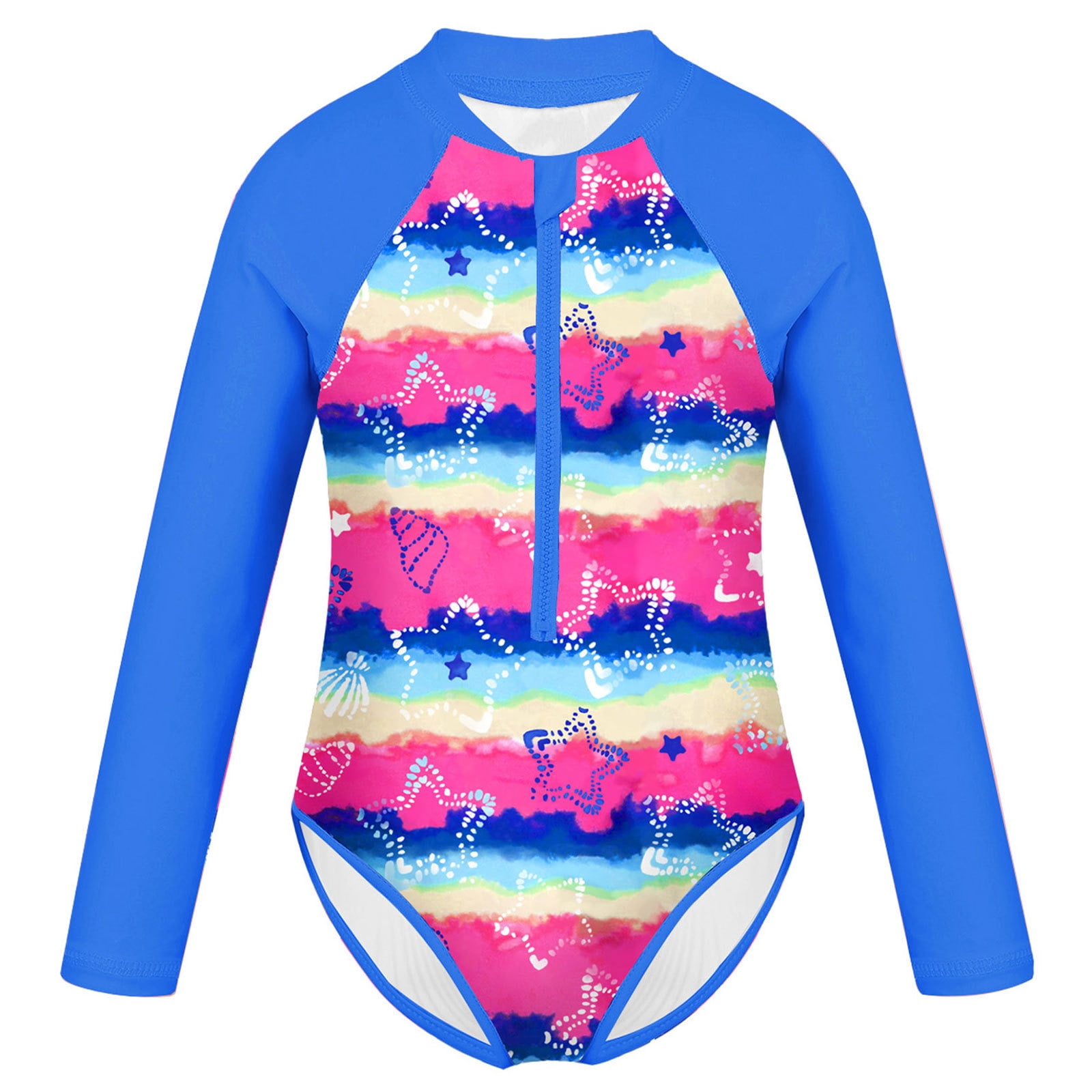 inhzoy Kids Girls Zipper Swimsuit UPF 50+ Rash Guard Swim Costume ...