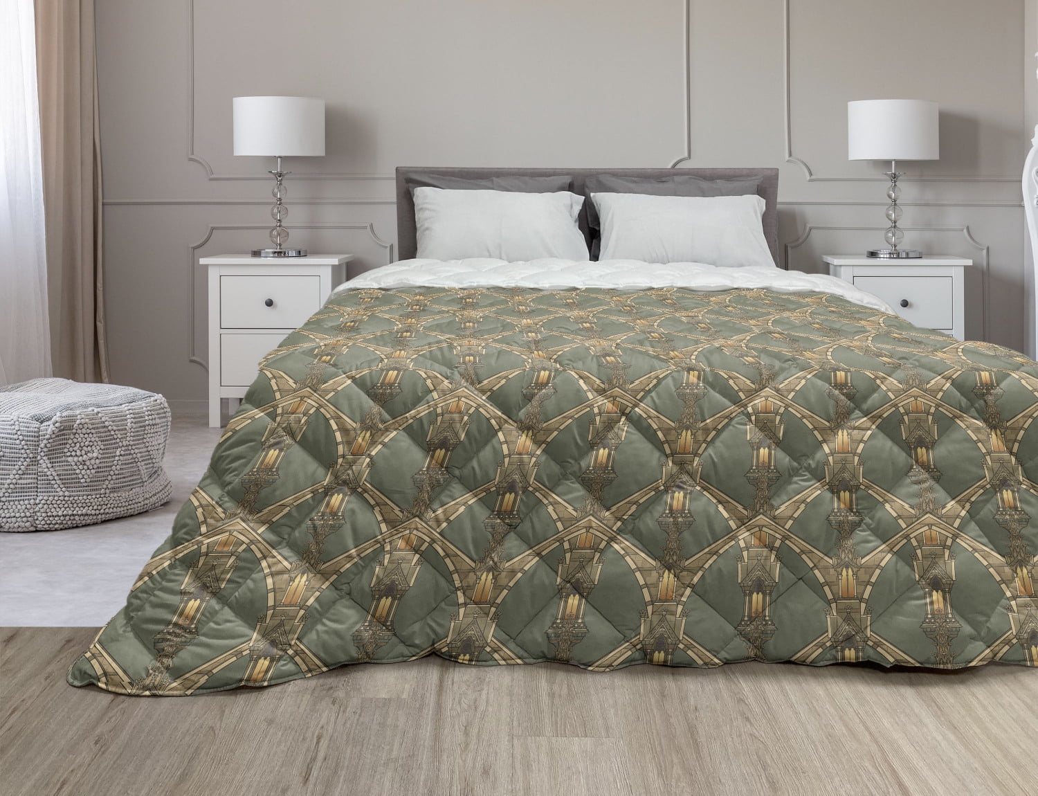 Geometrical Down Alternative Comforter, Abstract Monochrome Stripes ...