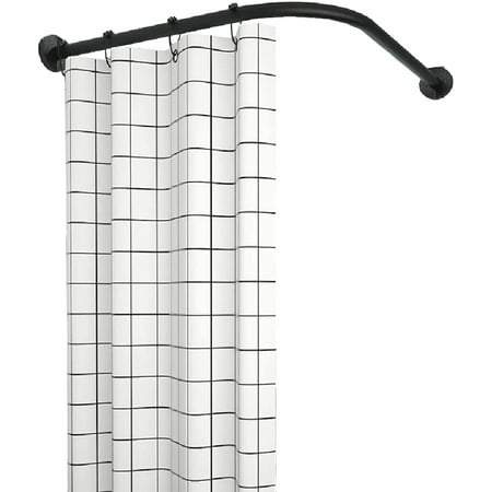 Black Stretchable Tension Curved Shower Rod,Bathroom Bathtub Corner ...
