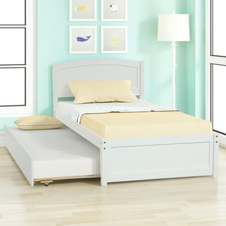 Extending Bed Daybed with Trundle Bed, Wooden House Bed with Two ...