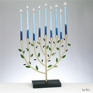 Matashi Hand Painted Enamel Menorah Candelabra Embellished with Gold ...