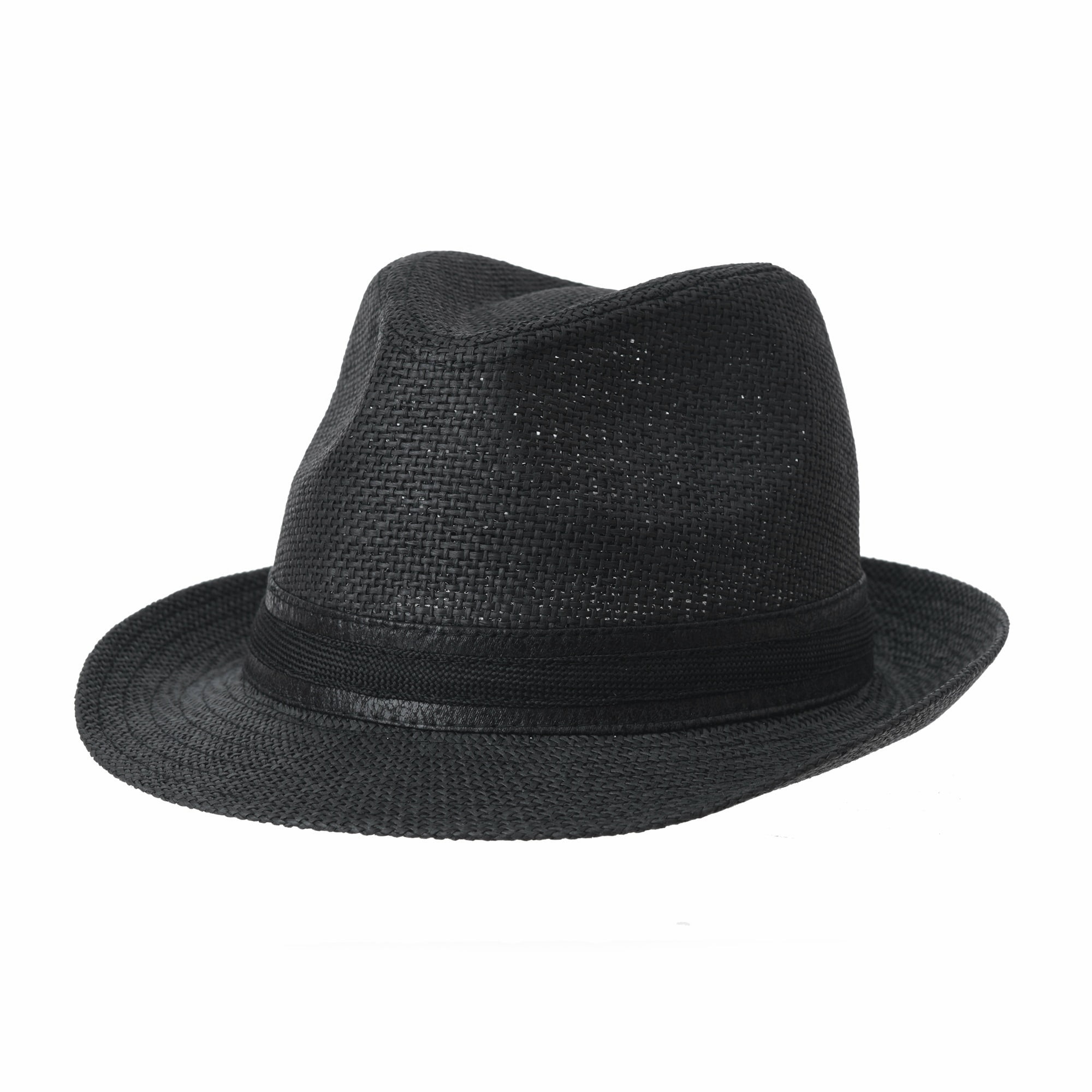 Withmoons Withmoons Fedora Hat Summer Cool Paper Straw Trilby Faux Leather Banded For Men