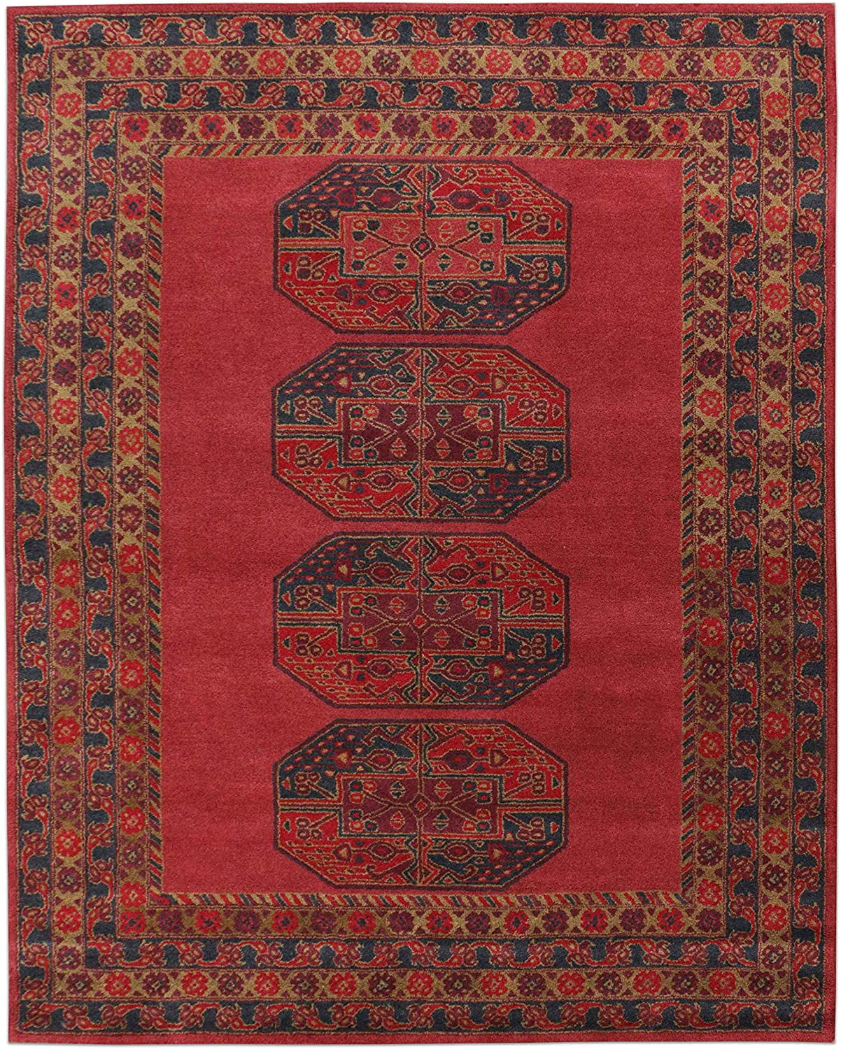 New Fontana Red Traditional Parsian Style Handmade Tufted 100% Woollen ...