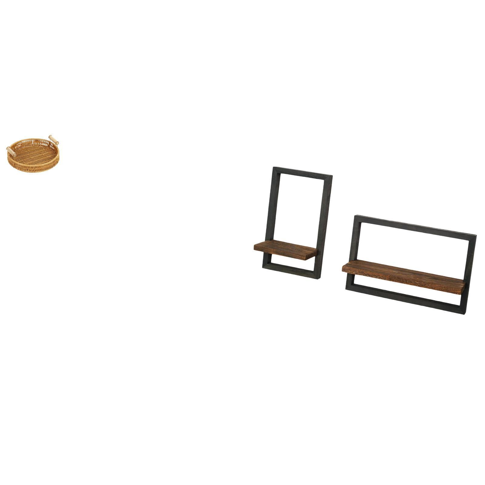 Tnarru Woven Fruit Basket Snack Bowl Bread Plate and Floating Wood Wall ...