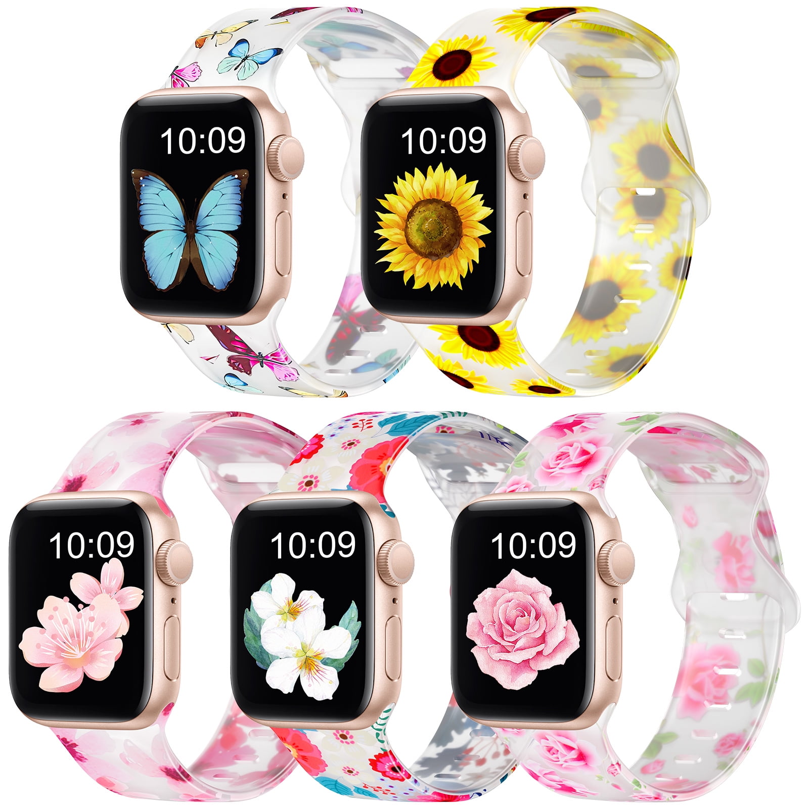 [5 Pack] DABAOZA Compatible for Transparent Apple Watch Band 41mm 40mm ...