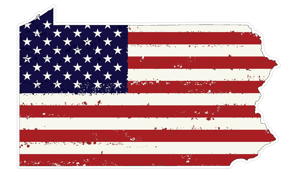 Pennsylvania State (J39) USA Flag Distressed Vinyl Decal Sticker Car ...