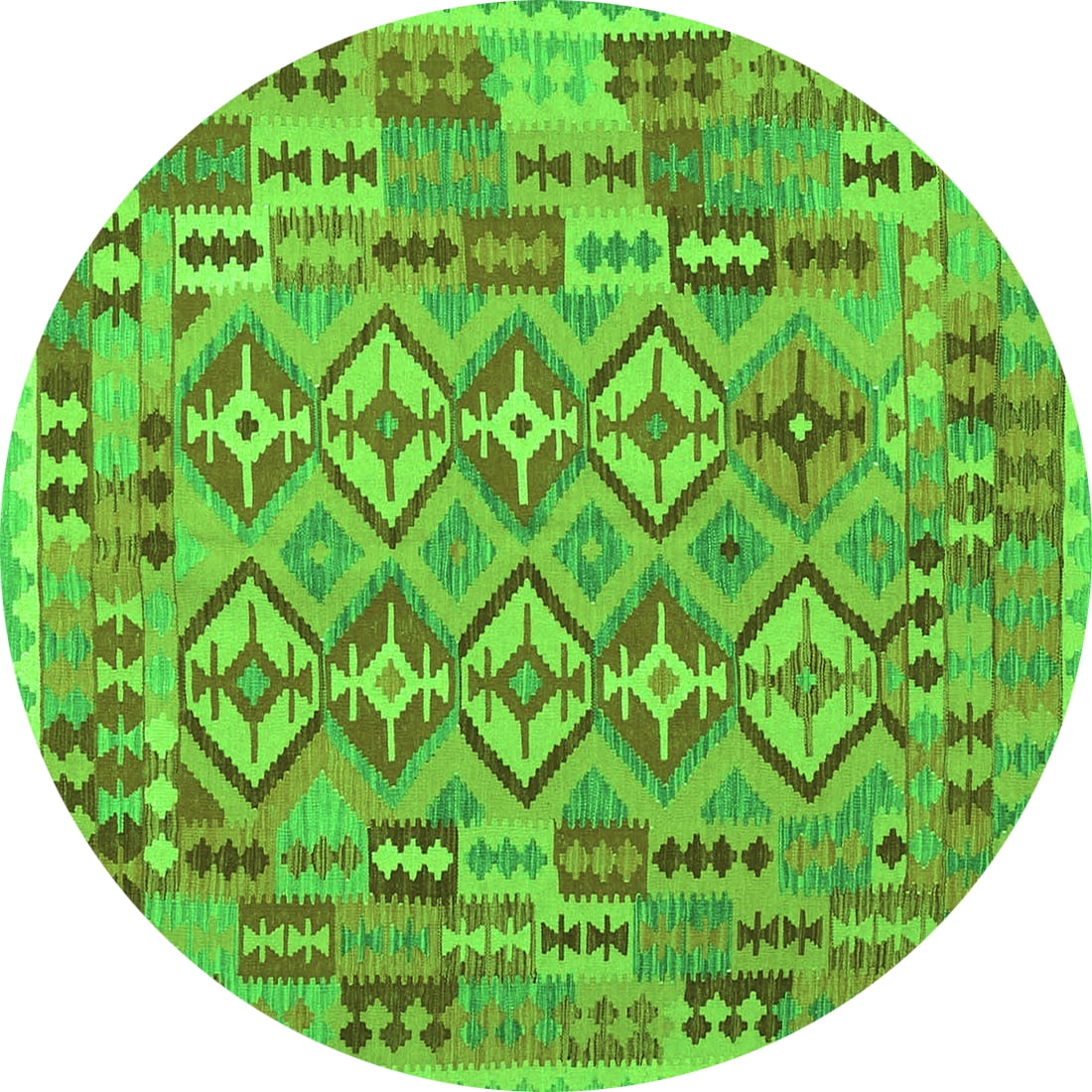 Ahgly Company Indoor Round Southwestern Green Country Area Rugs, 8 ...