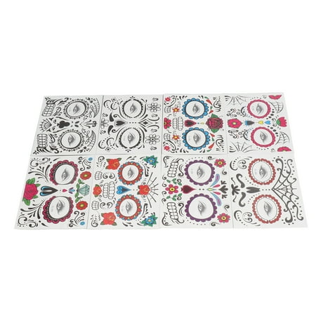 Sticker, 8 Sheet Halloween Face Makeup Water Transfer Temporary Face ...
