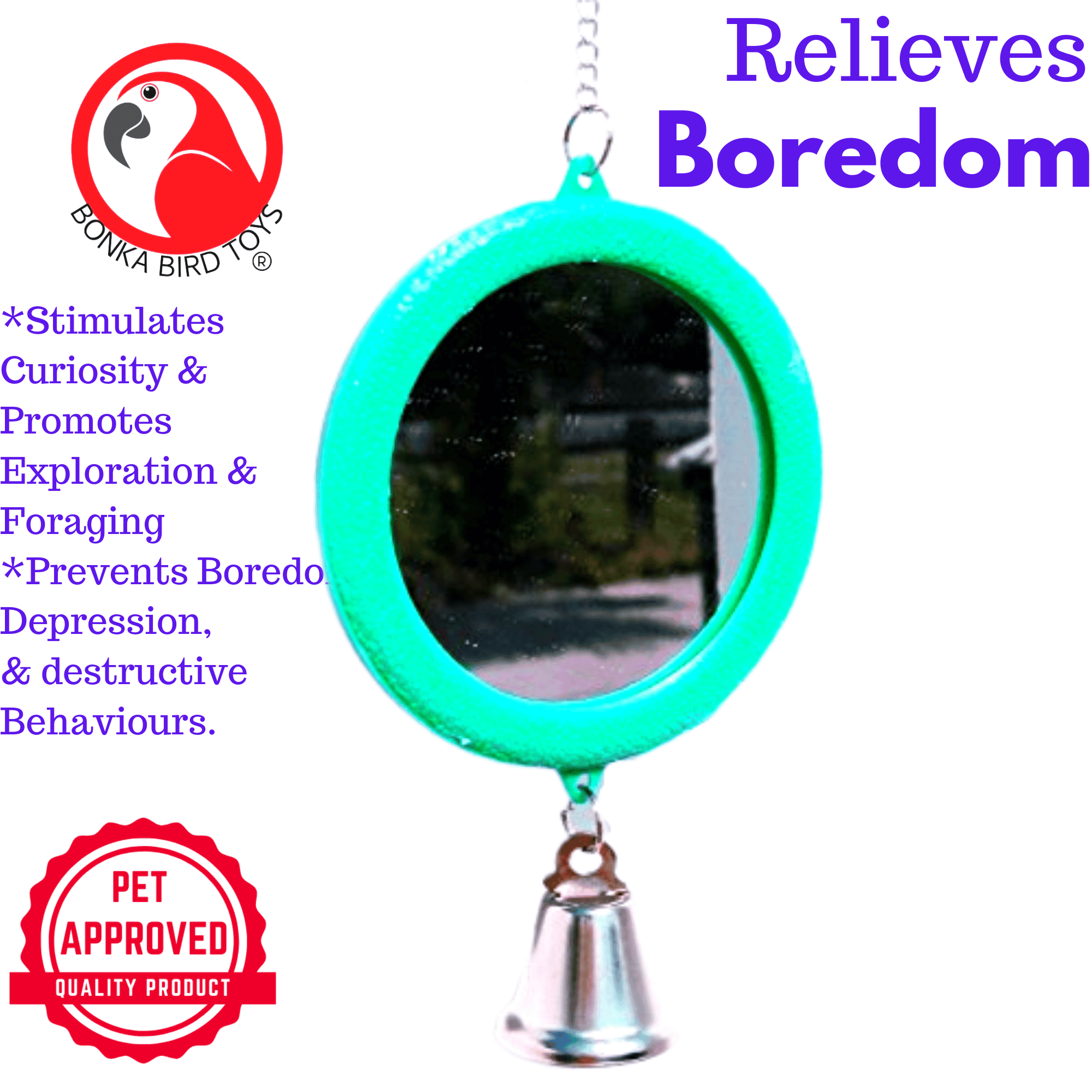 Bonka Bird Toys 36415 Medium Round Mirror Color: Green - Walmart.com