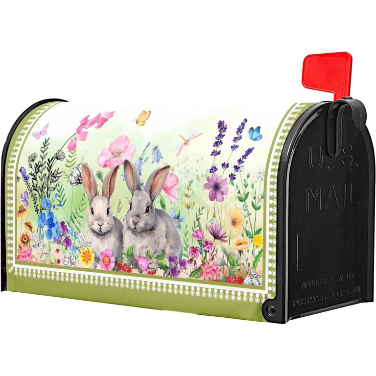 Easter Mailbox Cover Dacawin - Colorful Spring Flower & Bunny Design ...