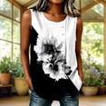 Erwazi Tank Tops for Women Crew Neck Sleeveless Button Down Pleated ...