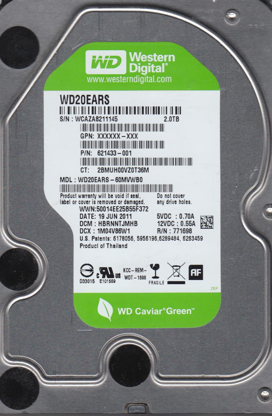 WD20EARS-60MVWB0, DCM HBRNNTJMHB, Western Digital 2TB SATA 3.5 Hard ...