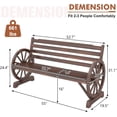 55” Outdoor Wooden Wagon Bench with Wheel Armrest and Slatted Backrest ...
