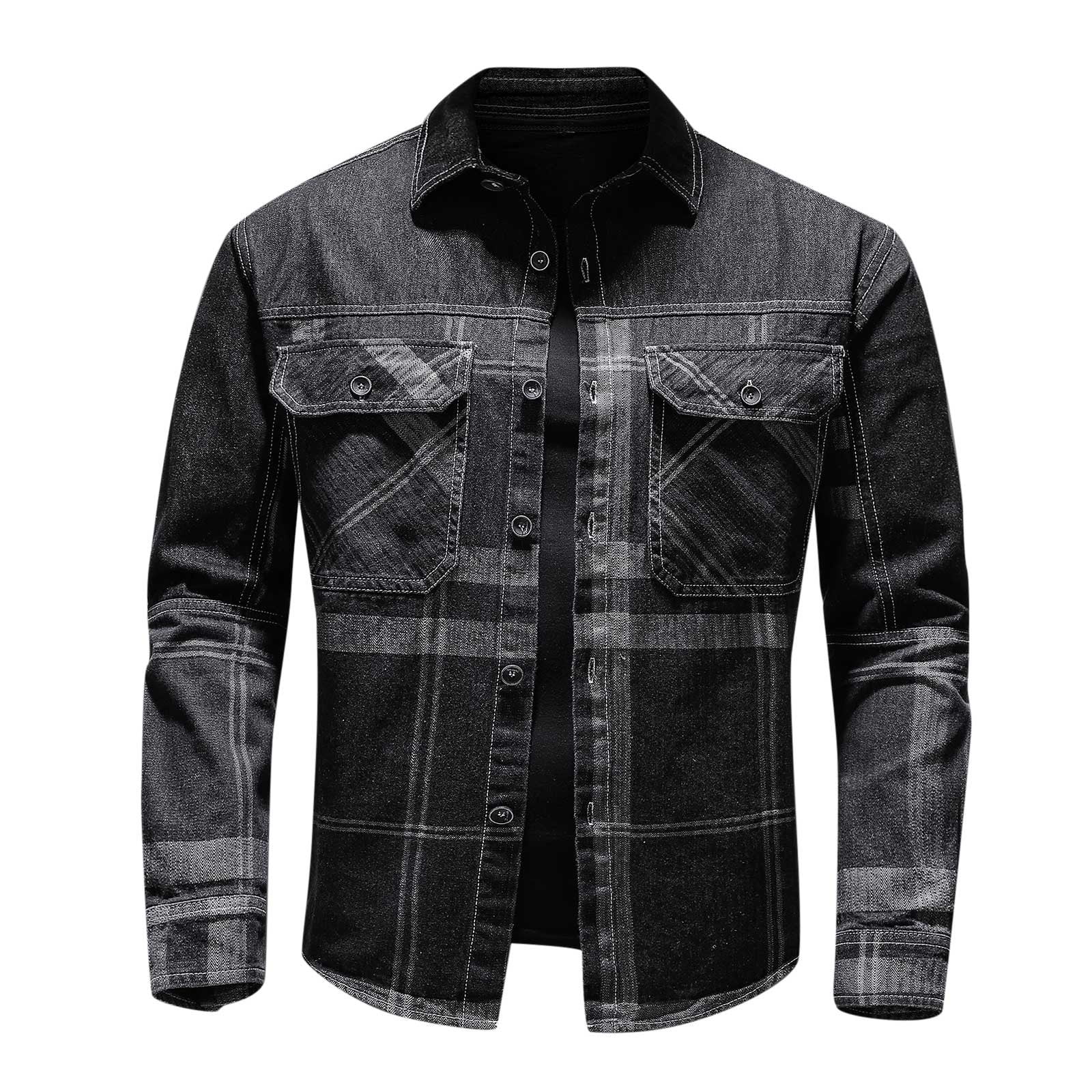 OGLCCG Men's Classic Denim Jacket Big&Tall Long Sleeve Button Down Jean ...