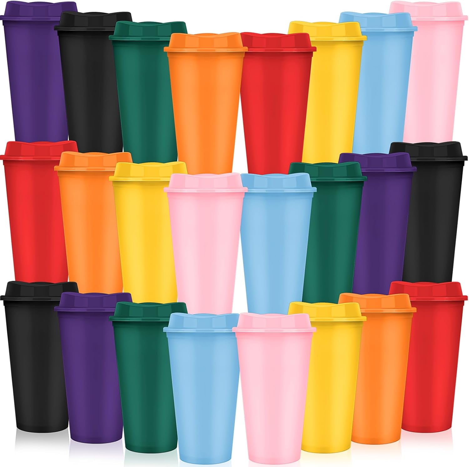 24 Pack Reusable Coffee Cups with Lids, 16 oz to Go Coffee Cups Bulk ...