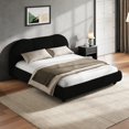Noble House King Size Upholstered Platform Bed Frame,Curved Bouclé ...