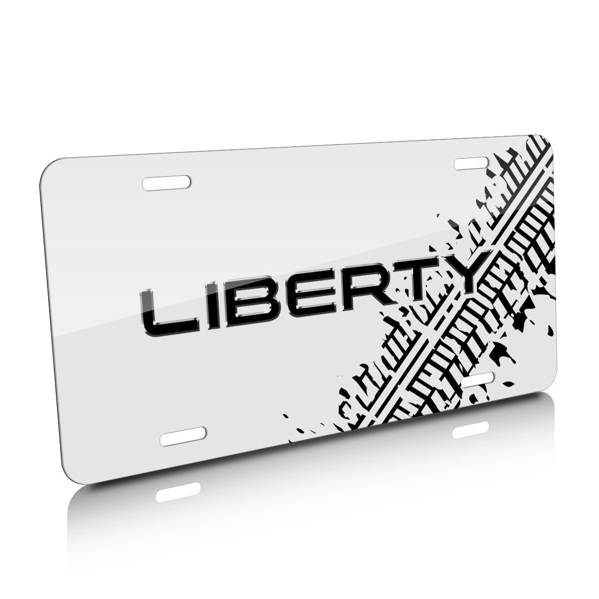 Jeep Liberty on Off-Road Tire Mark Graphic White Aluminum License Plate ...