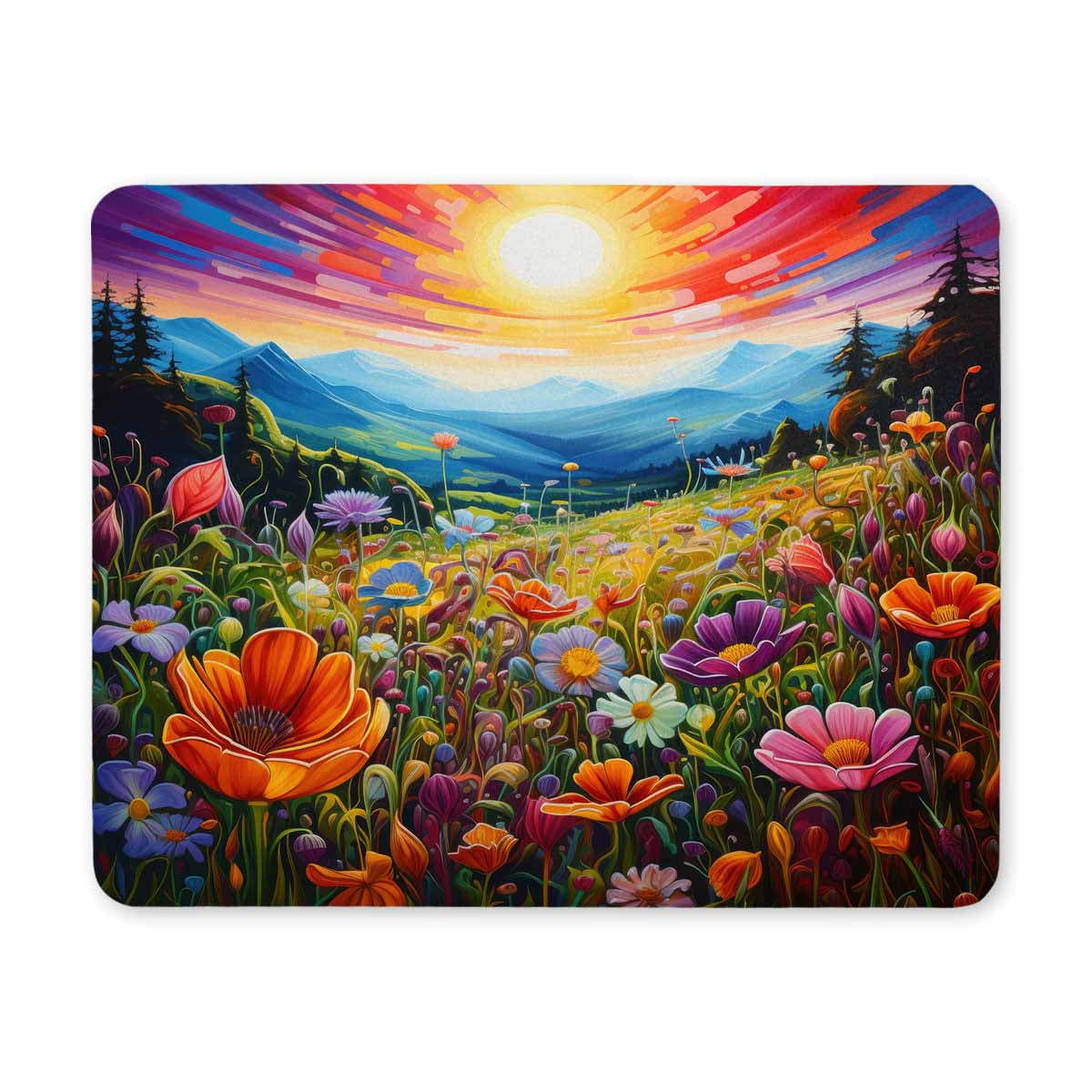 Blooming Flowers Mouse Pad, Wildflowers Floral Mouse Mat with ...