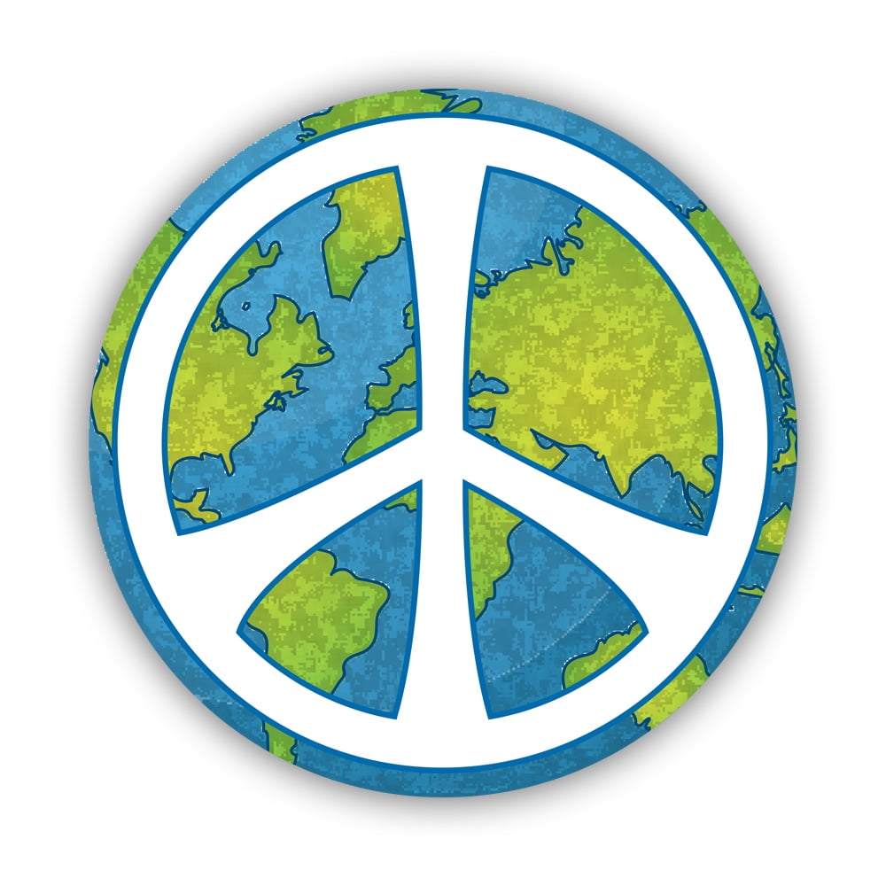 Peace Sign Over Earth Sticker Decal - Self Adhesive Vinyl ...