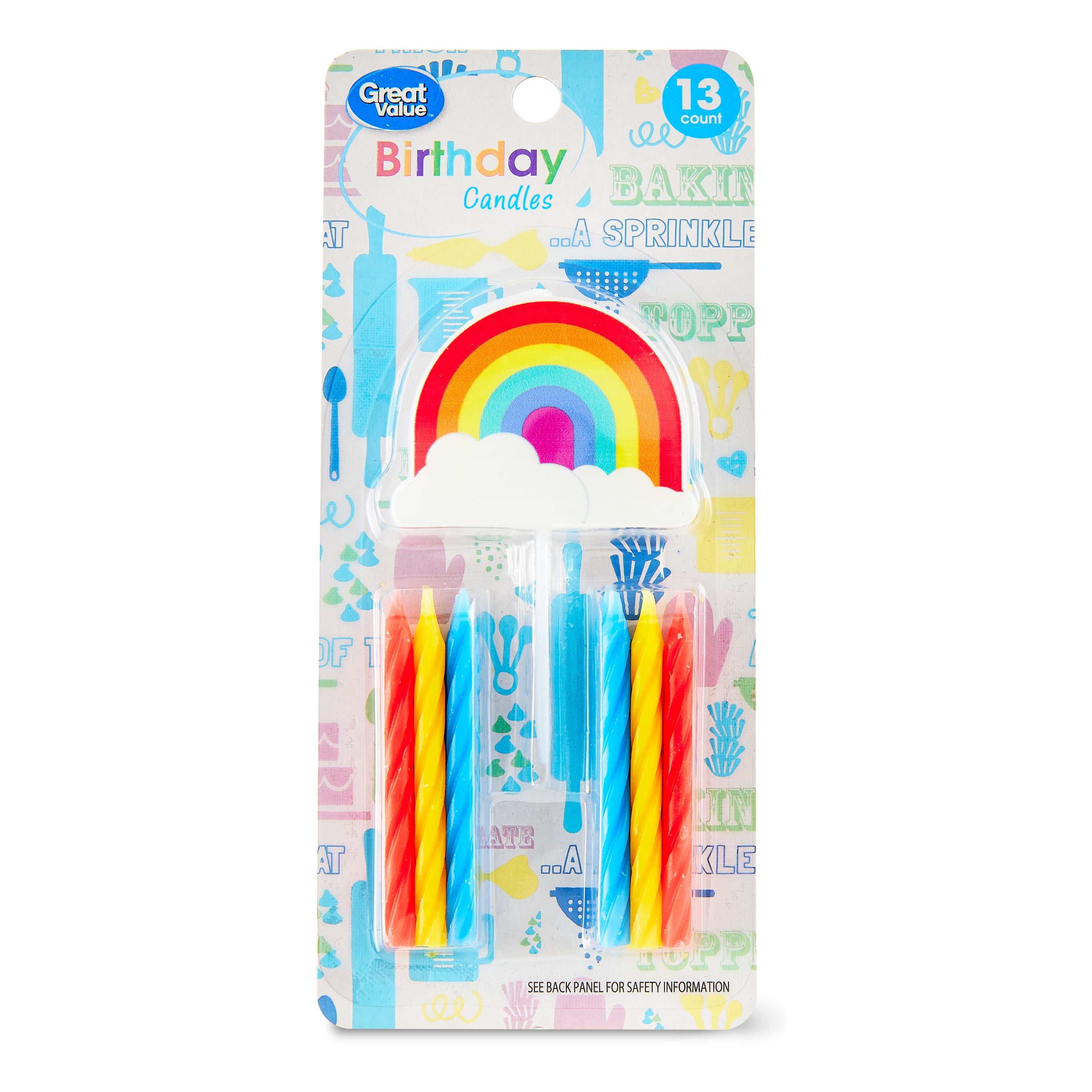 Great Value Rainbow Multicolor Birthday Candles, 13 Count - Walmart.com