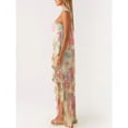 Beige Floral Print Strapless High-Low Maxi Dress With Choker Scarf ...
